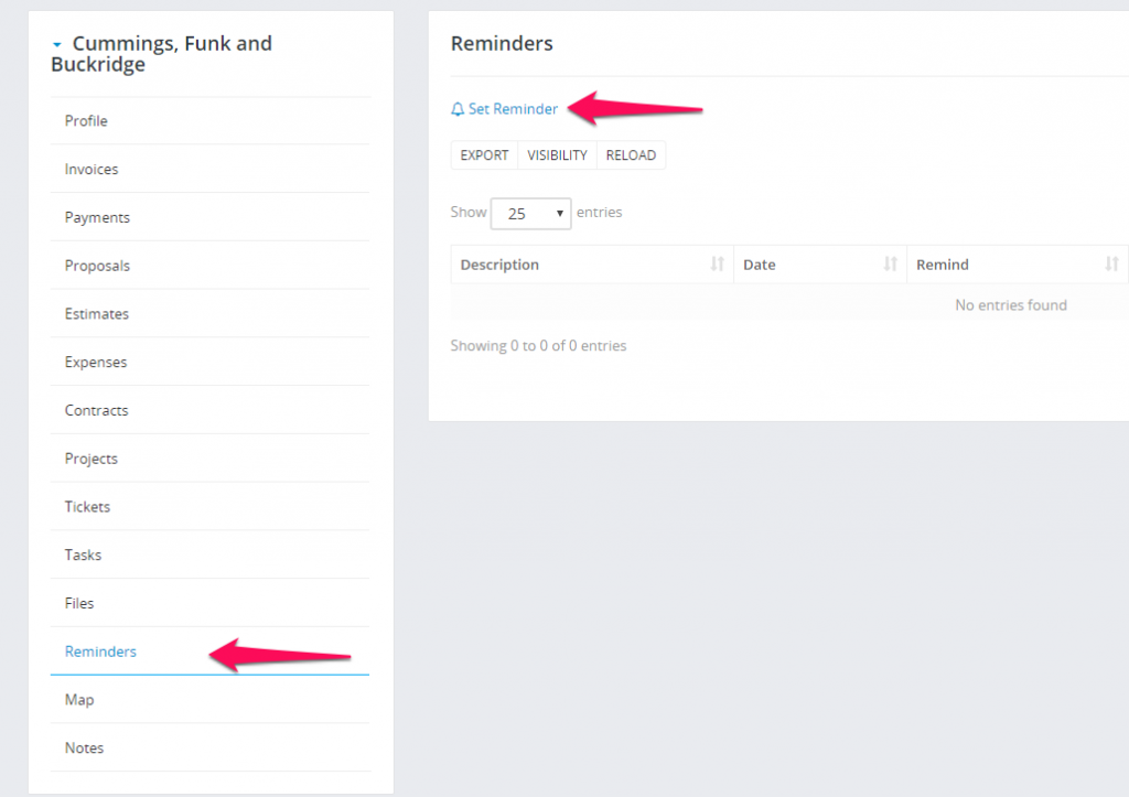 Customer Reminders | Perfex CRM