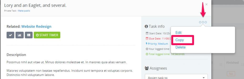 Copy Task | Perfex CRM